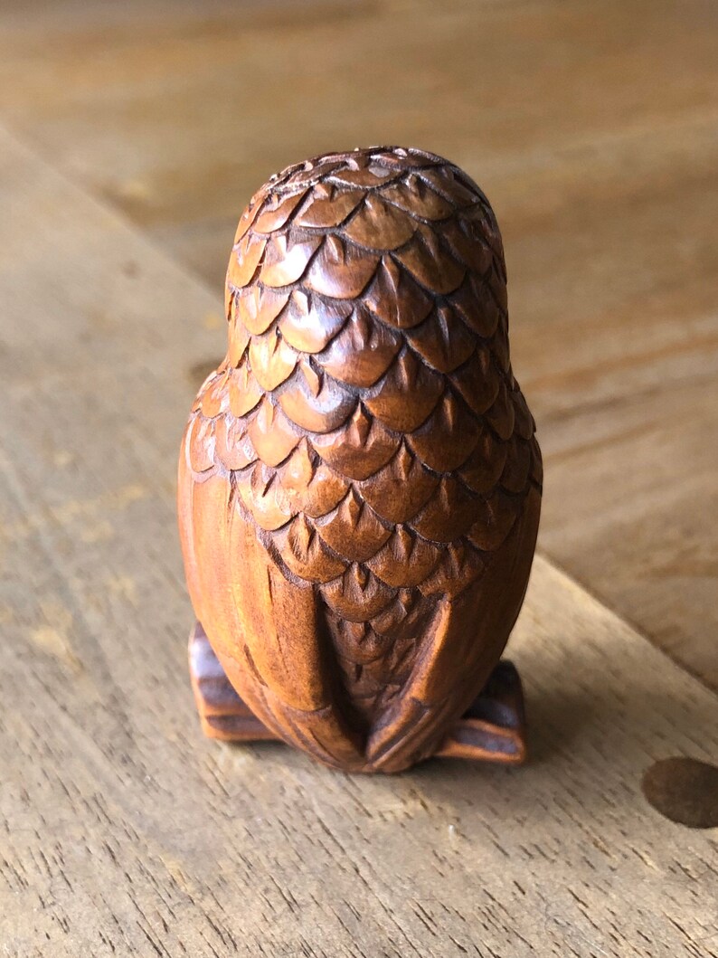 Netsuke Netsuke Owl Hand Carved Boxwood Owl Netsuke Chinese | Etsy