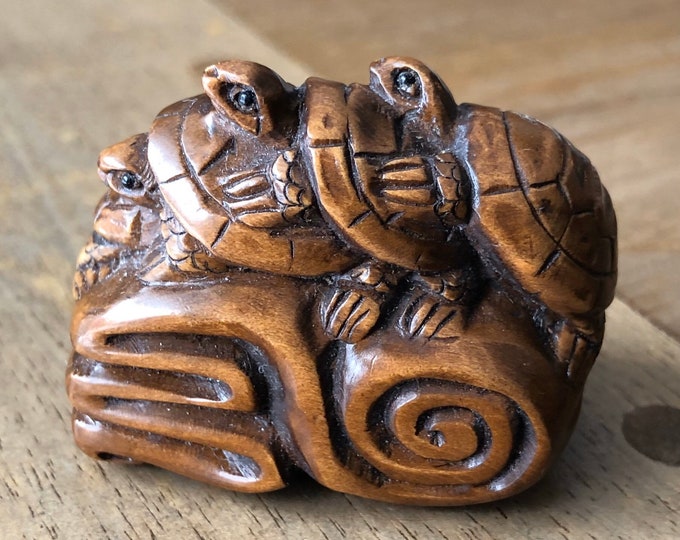 Netsukes, Netsuke Turtle, Carved Wood Turtles, Carved Boxwood Turtles, Turtle Pendant, Carved ...