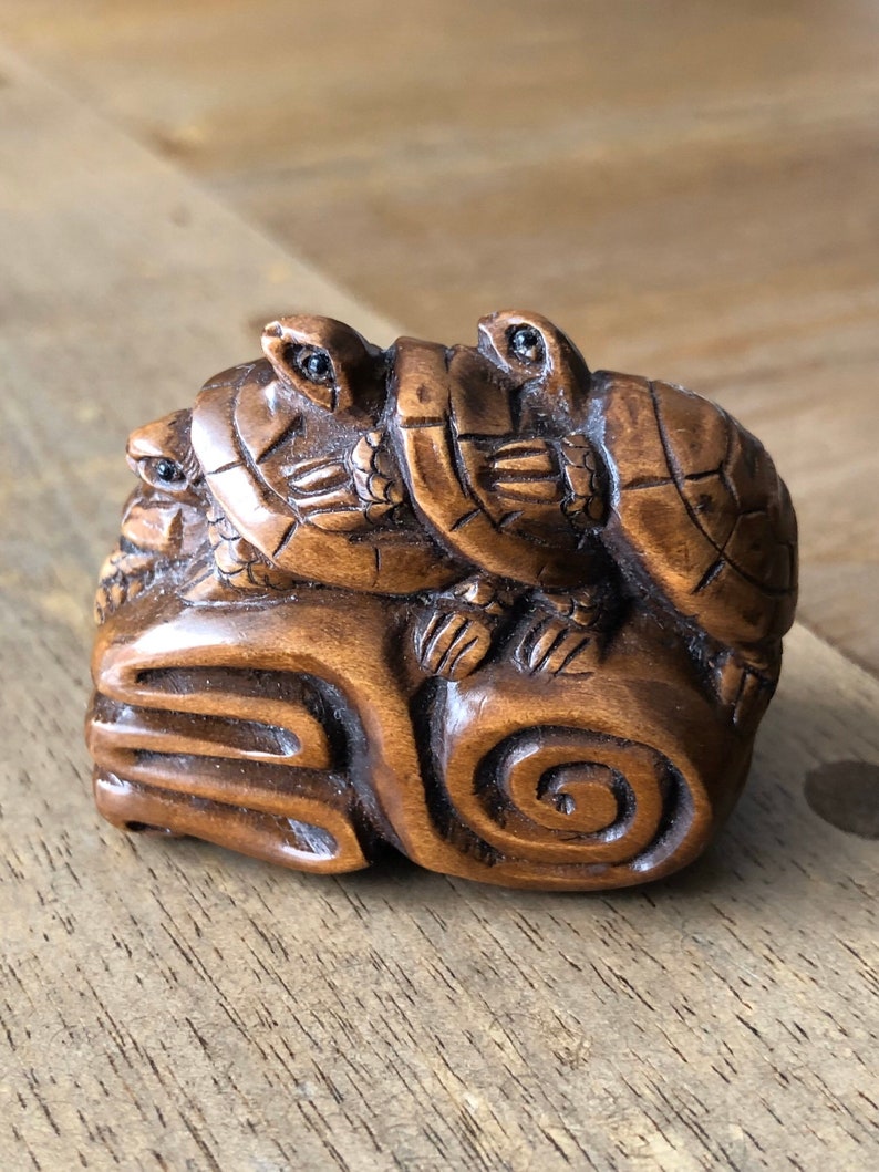 Netsukes Netsuke Turtle Carved Wood Turtles Carved Boxwood - Etsy