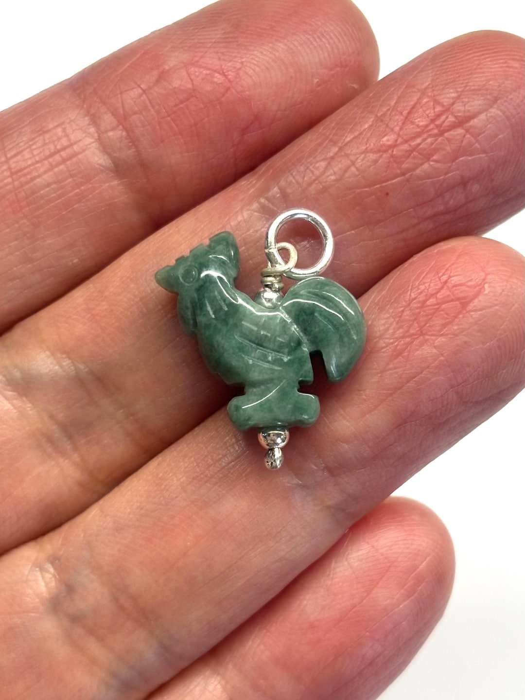 Carved Jade Rooster Charm, Chinese Zodiac Jade Rooster Pendant, Jade ...