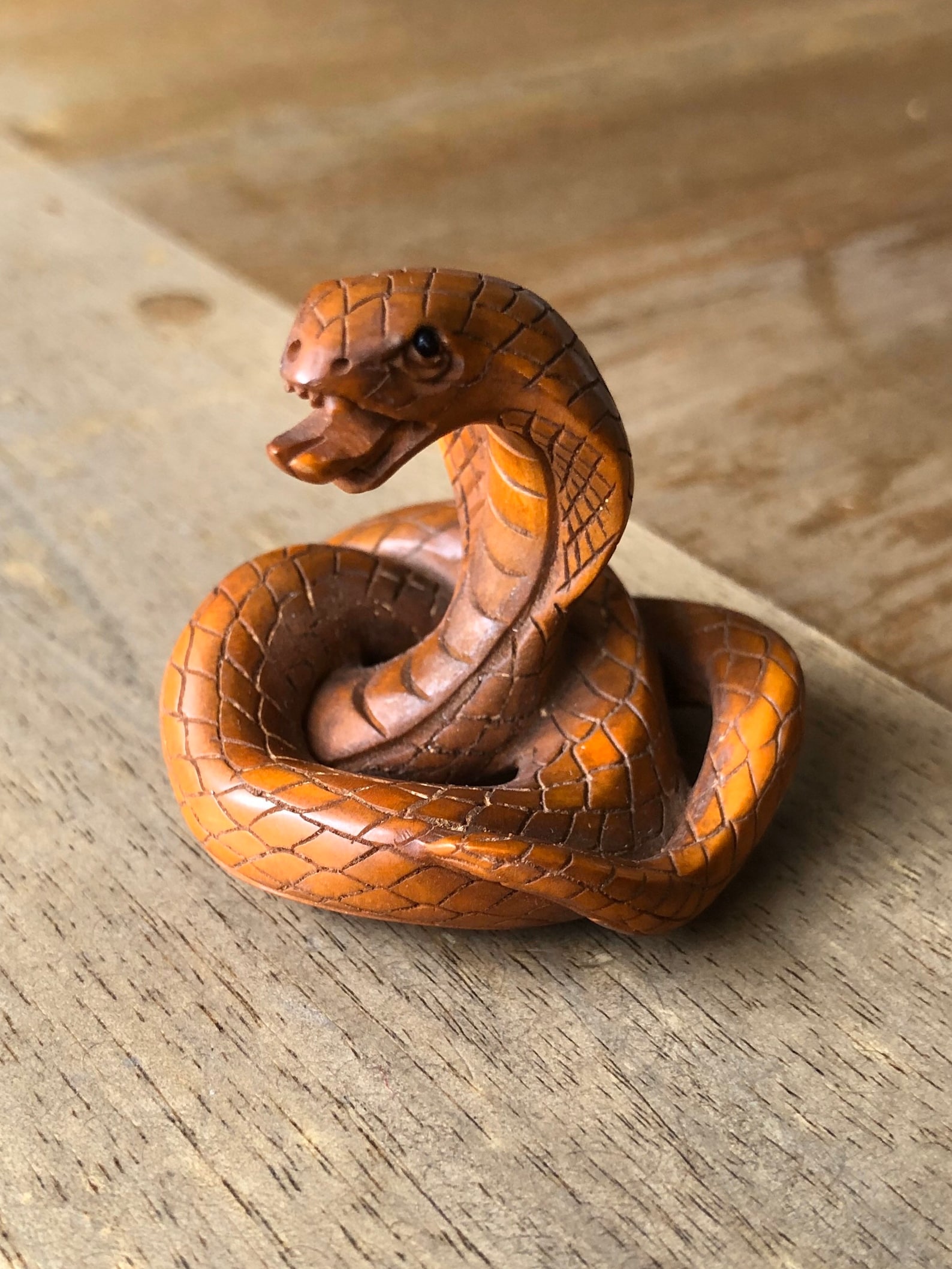 Netsukes Chinese Zodiac Snake Netsuke Carved Boxwood Cobra - Etsy