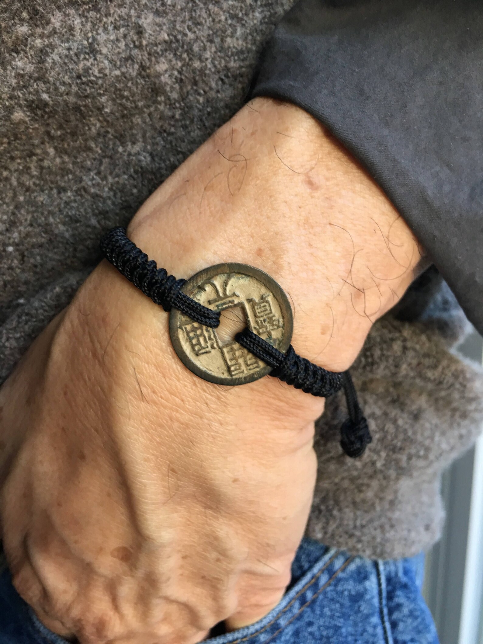 Antique Chinese Good Luck Old Coin Bracelet, Authentic Antique Chinese ...