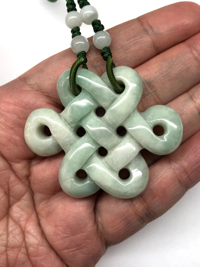 Carved Jade Pendant Jade Endless Knot Pendant Necklace Light | Etsy