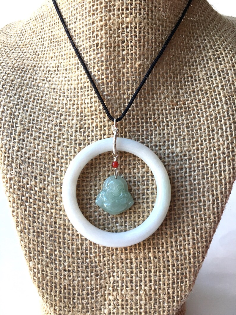 Jade Buddha Pendant, Jade Smiling Buddha Pendant, Carved Green Jade ...