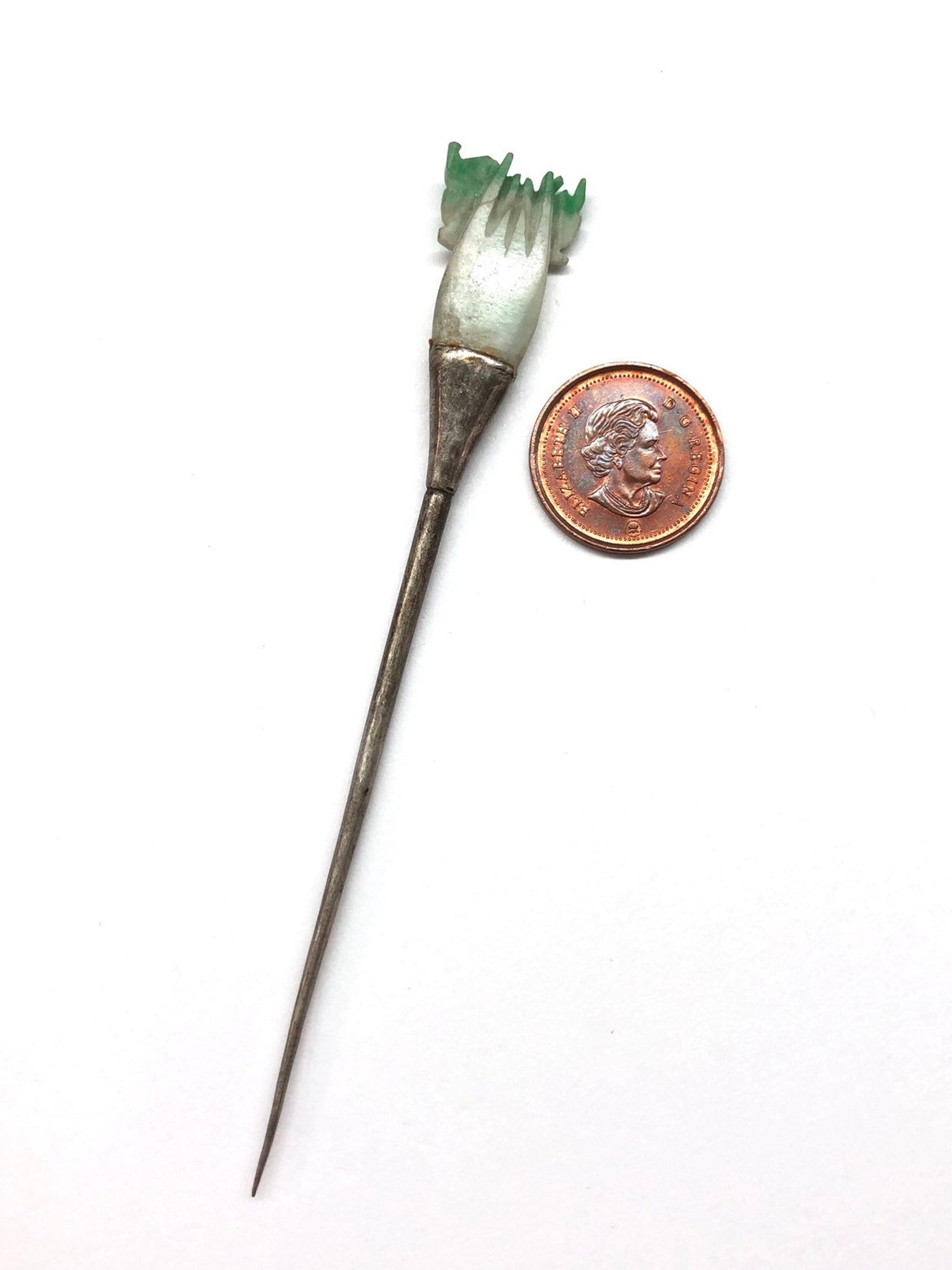 Antique Carved Jade Hair Pin, Antique Silver Hair Pin, Chinese Hair Pin ...