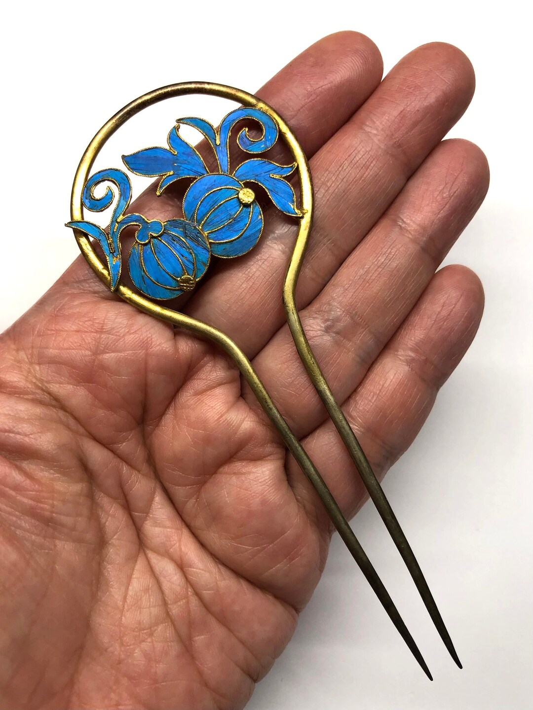 Antique Kingfisher Feather Hair Pin, Antique Tian-tsui 點翠 Hair Pin ...