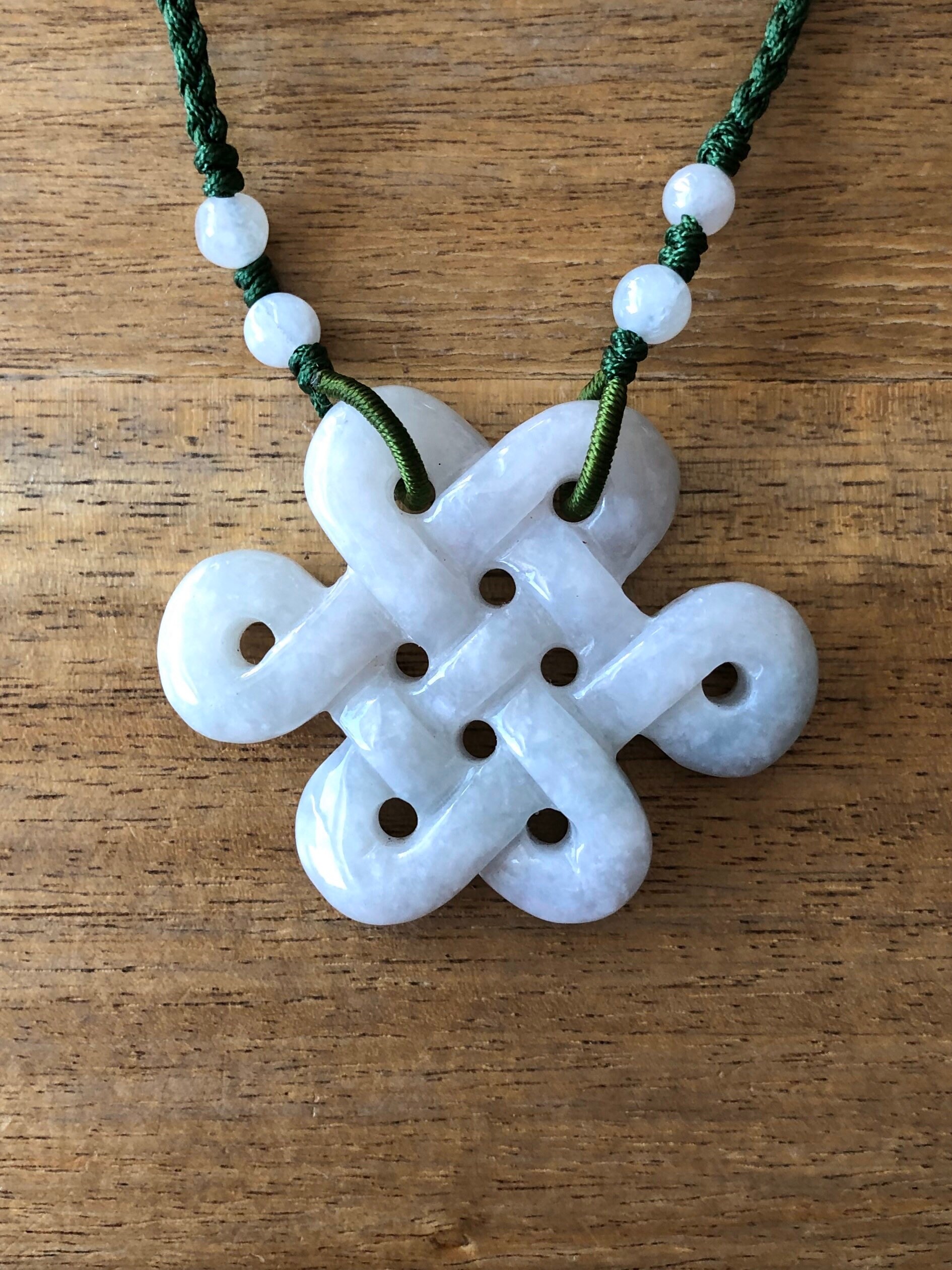 Carved Jade Pendant, Jade Endless Knot Pendant Necklace, Light Green ...