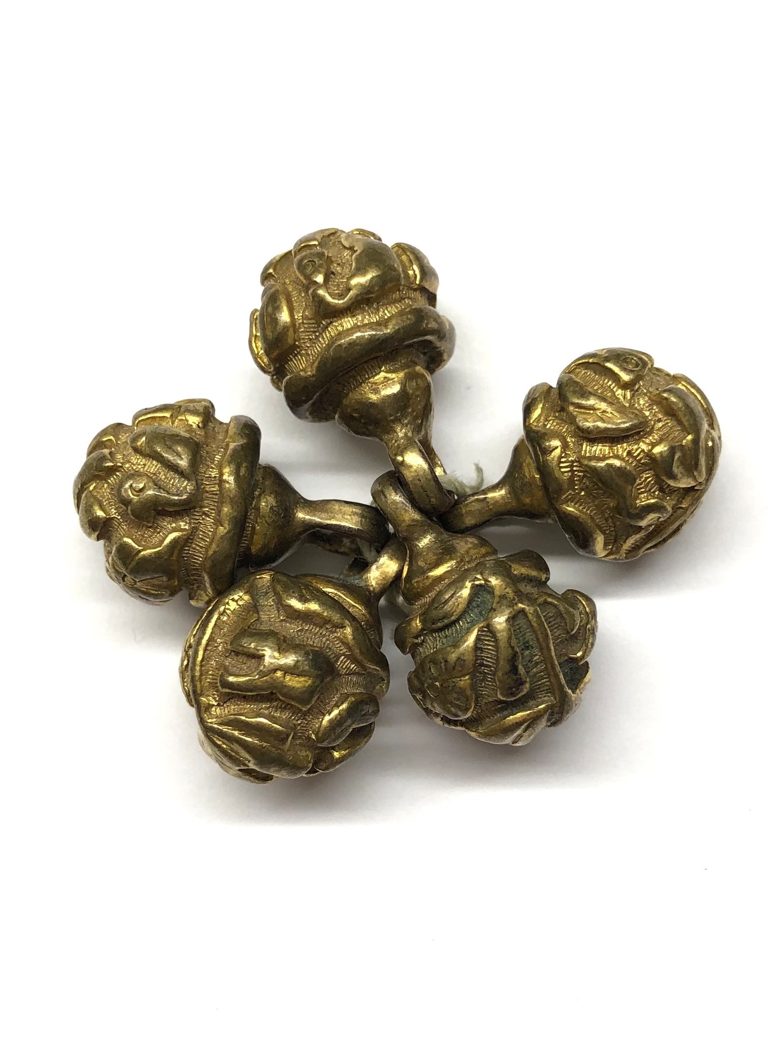 Antique Chinese Buttons, Antique Chinese Gilt Brass Buttons With Flower ...
