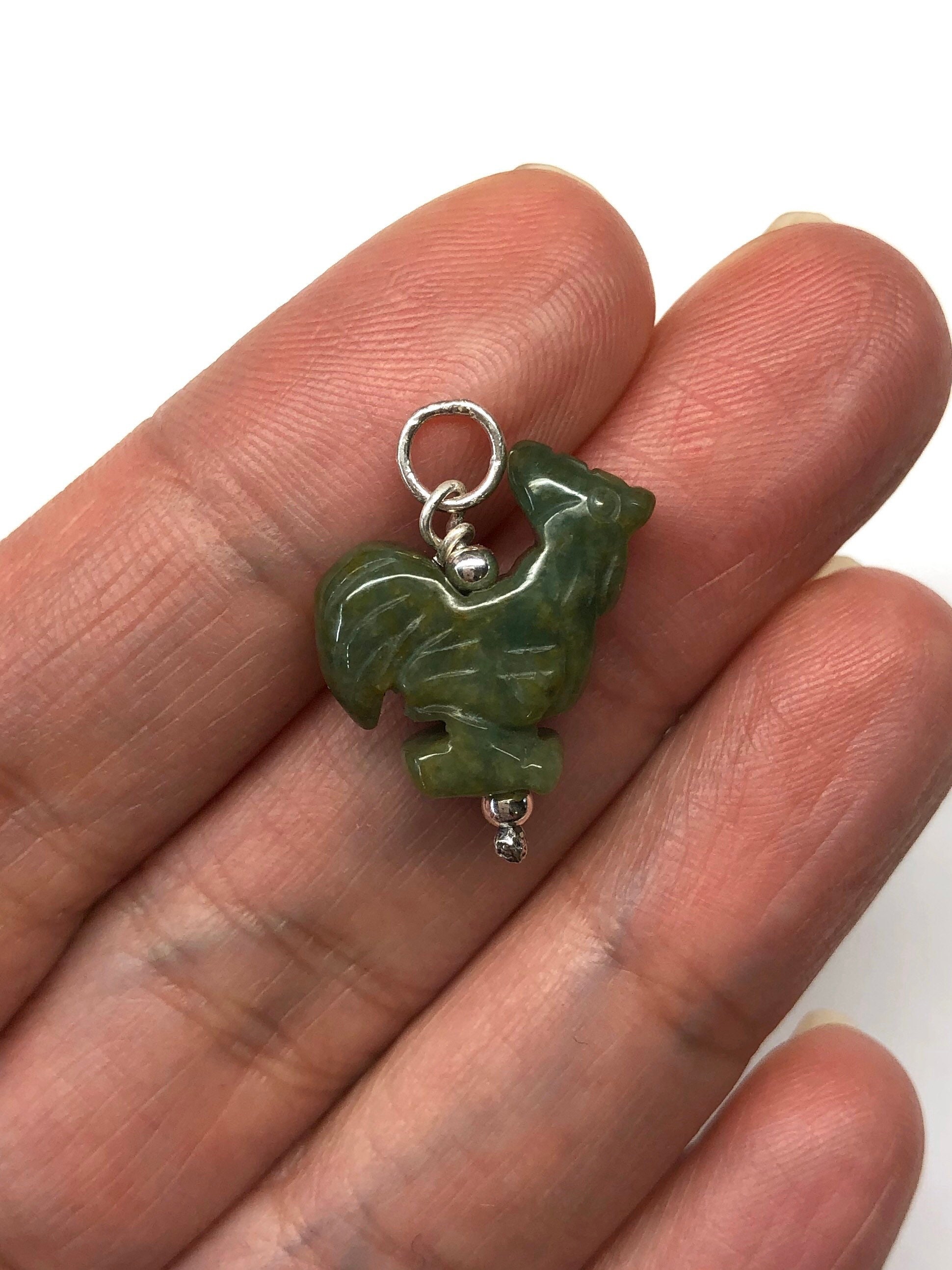 Carved Jade Rooster Charm Chinese Zodiac Jade Rooster | Etsy