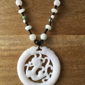 Jade Dragon Pendant, Carved Jade Pendant Necklace, Carved White Colour ...