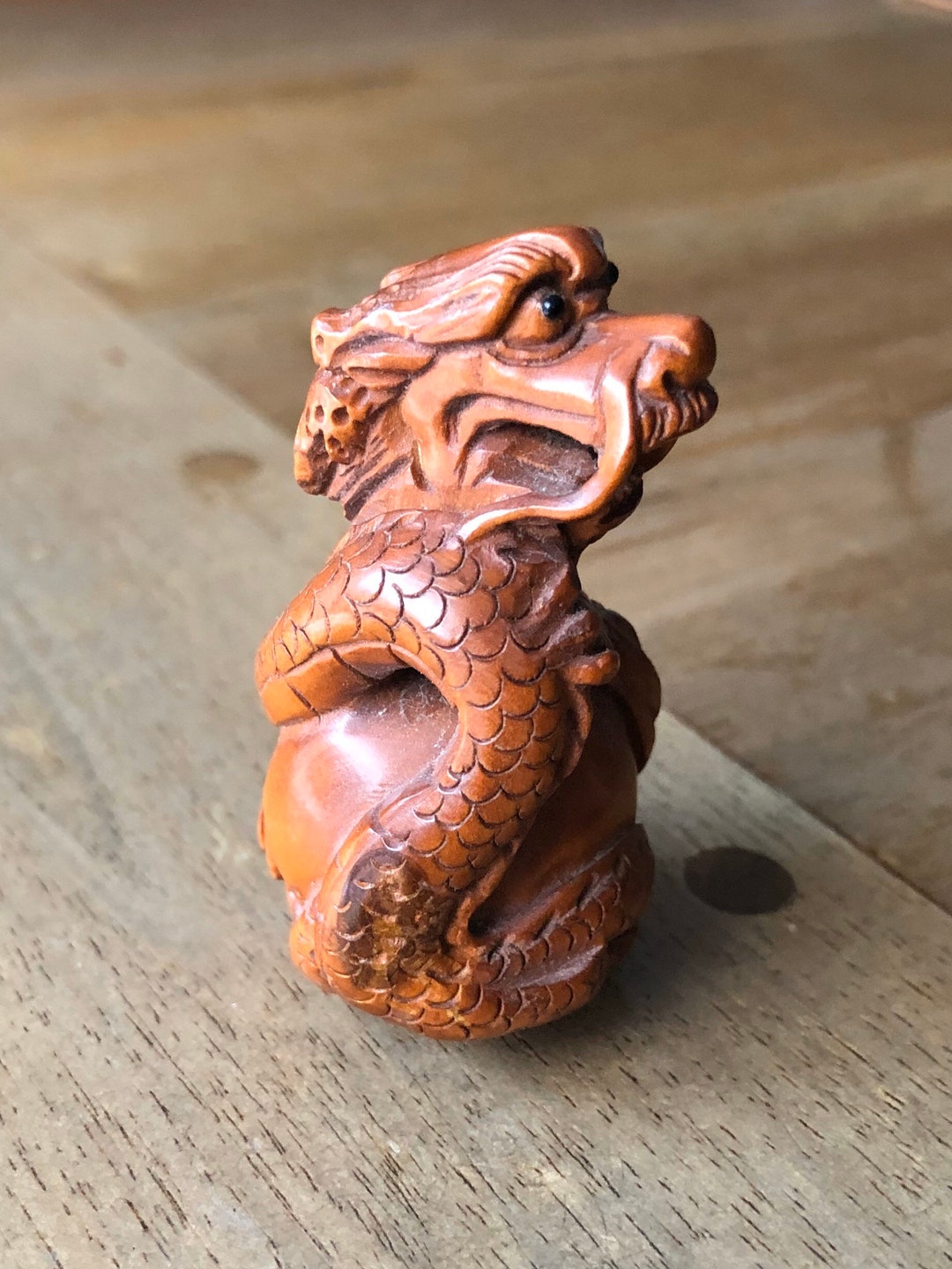 Netsukes, Dragon Netsuke, Chinese Zodiac Dragon Boxwood Netsuke, Hand ...
