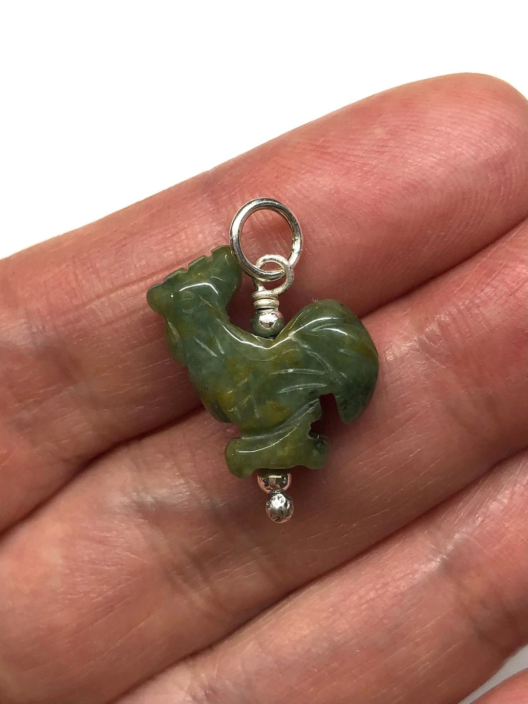Carved Jade Rooster Charm Chinese Zodiac Jade Rooster - Etsy