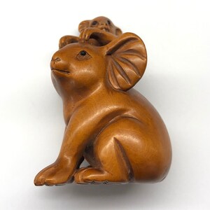 Netsukes, Netsuke Koala, Hand Carved Boxwood Mother & Child Koala ...