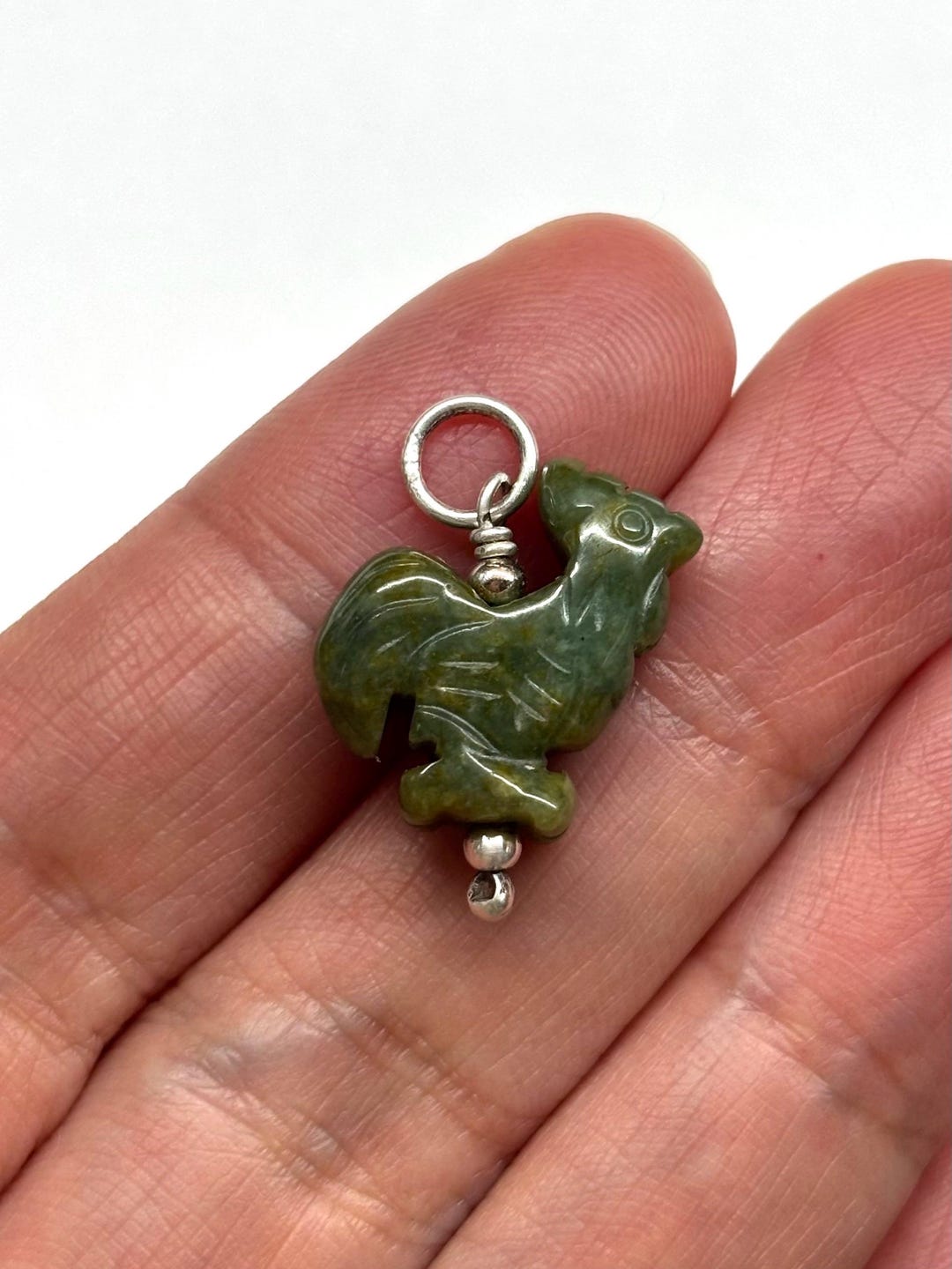 Carved Jade Rooster Charm, Chinese Zodiac Jade Rooster Pendant, Jade ...