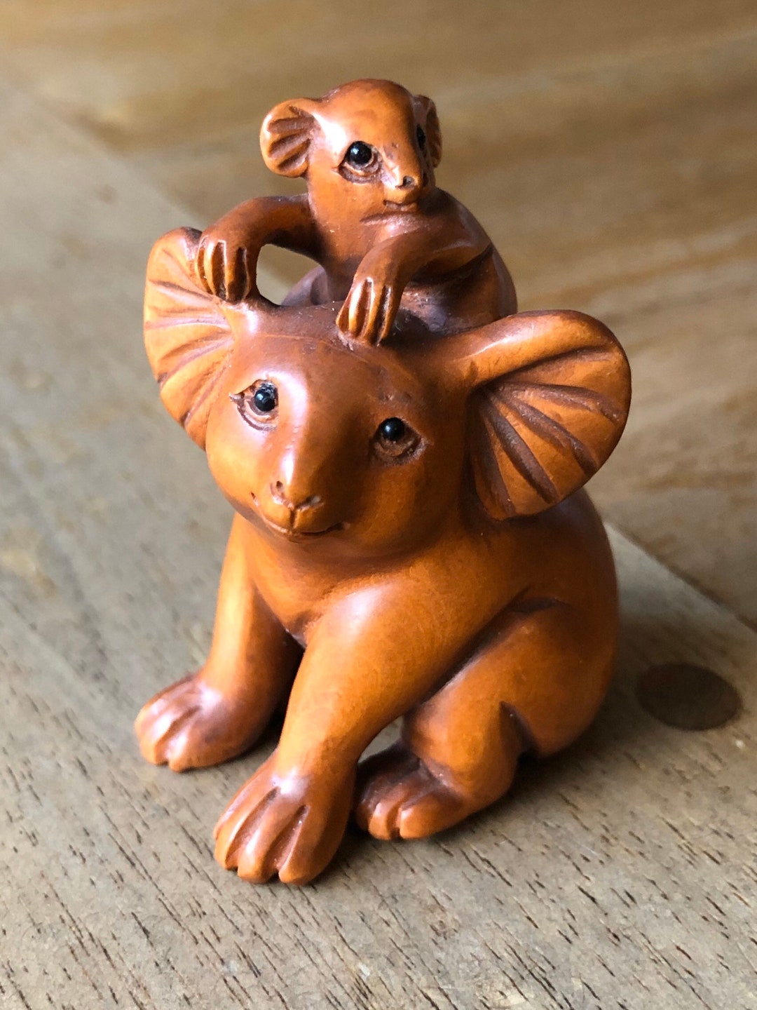 Netsukes, Netsuke Koala, Hand Carved Boxwood Mother & Child Koala ...