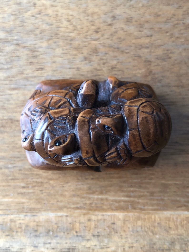 Netsukes Netsuke Turtle Carved Wood Turtles Carved Boxwood - Etsy