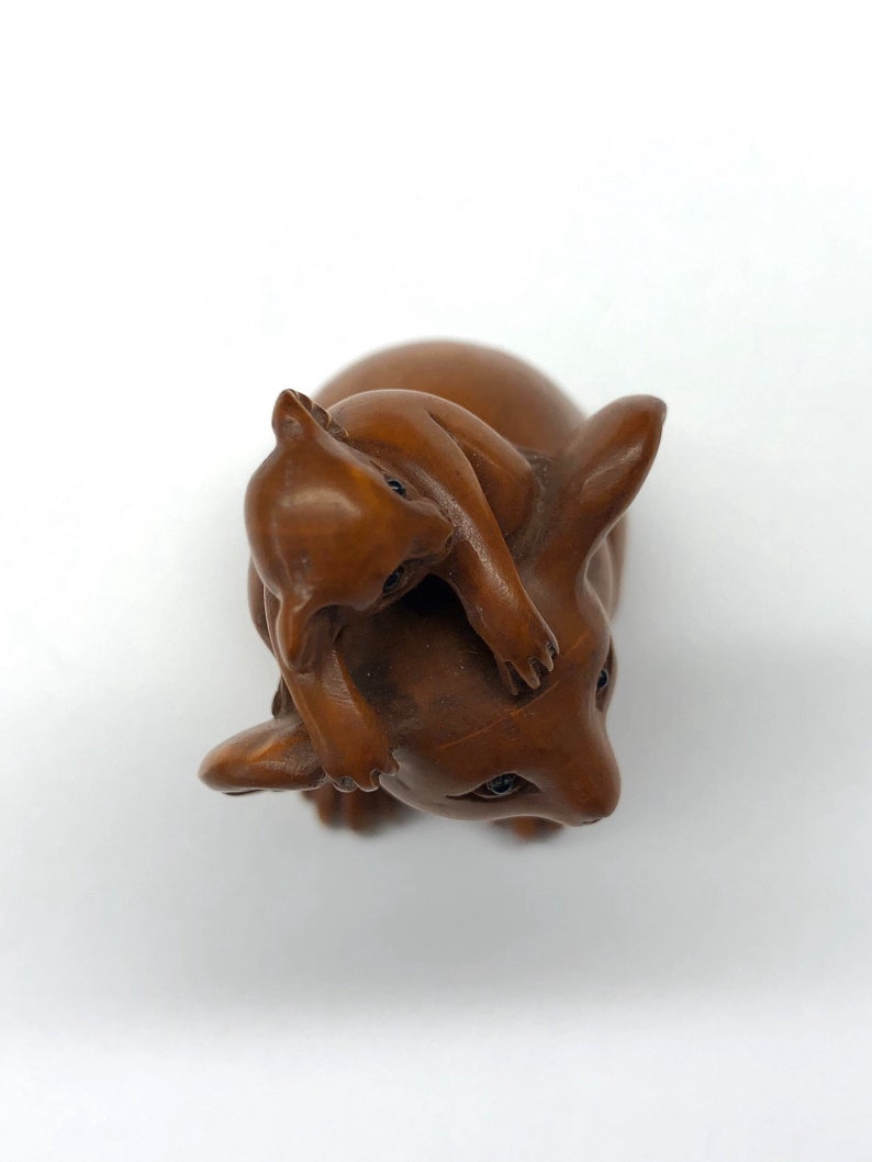 Netsukes Netsuke Koala Hand Carved Boxwood Mother & Child | Etsy