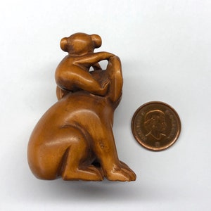 Netsukes Netsuke Koala Hand Carved Boxwood Mother & Child | Etsy