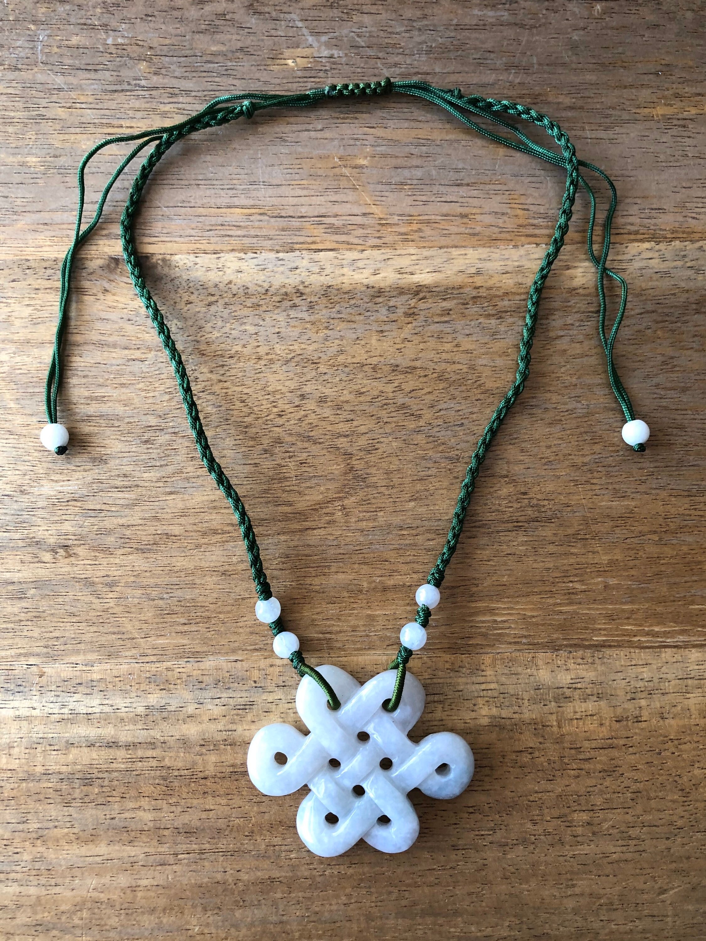 Carved Jade Pendant, Jade Endless Knot Pendant Necklace, Light Green ...