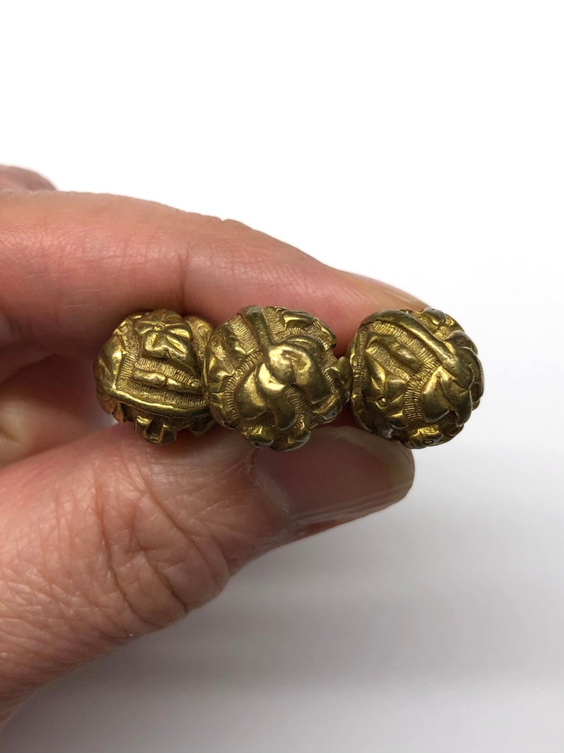 Antique Chinese Buttons, Antique Chinese Gilt Brass Buttons With Flower ...
