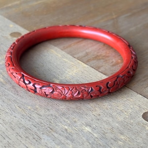 Cinnabar Bangle, Vintage Hand Carved Cinnabar Lacquer Bangle 70s ...