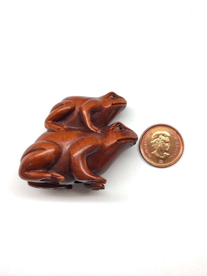 Netsukes Netsuke Frog Hand Carved Boxwood Mother and Child - Etsy