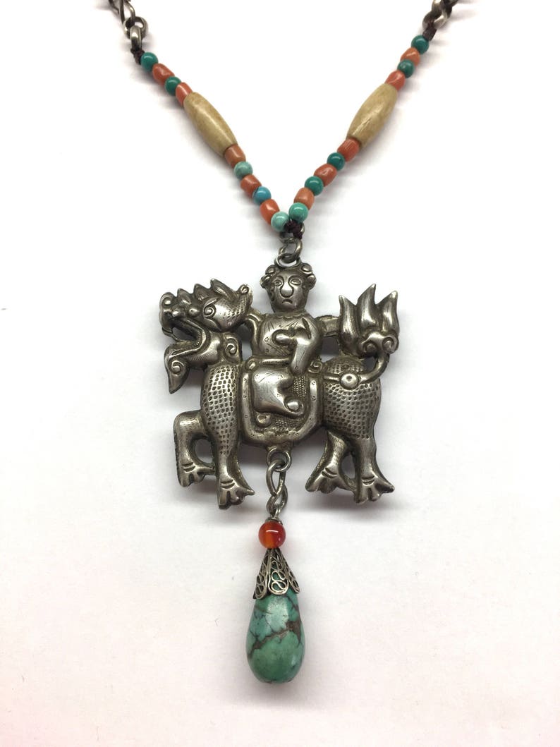 Antique Chinese Silver Kylin Qilin 麒麟送子 Pendant From Qing - Etsy