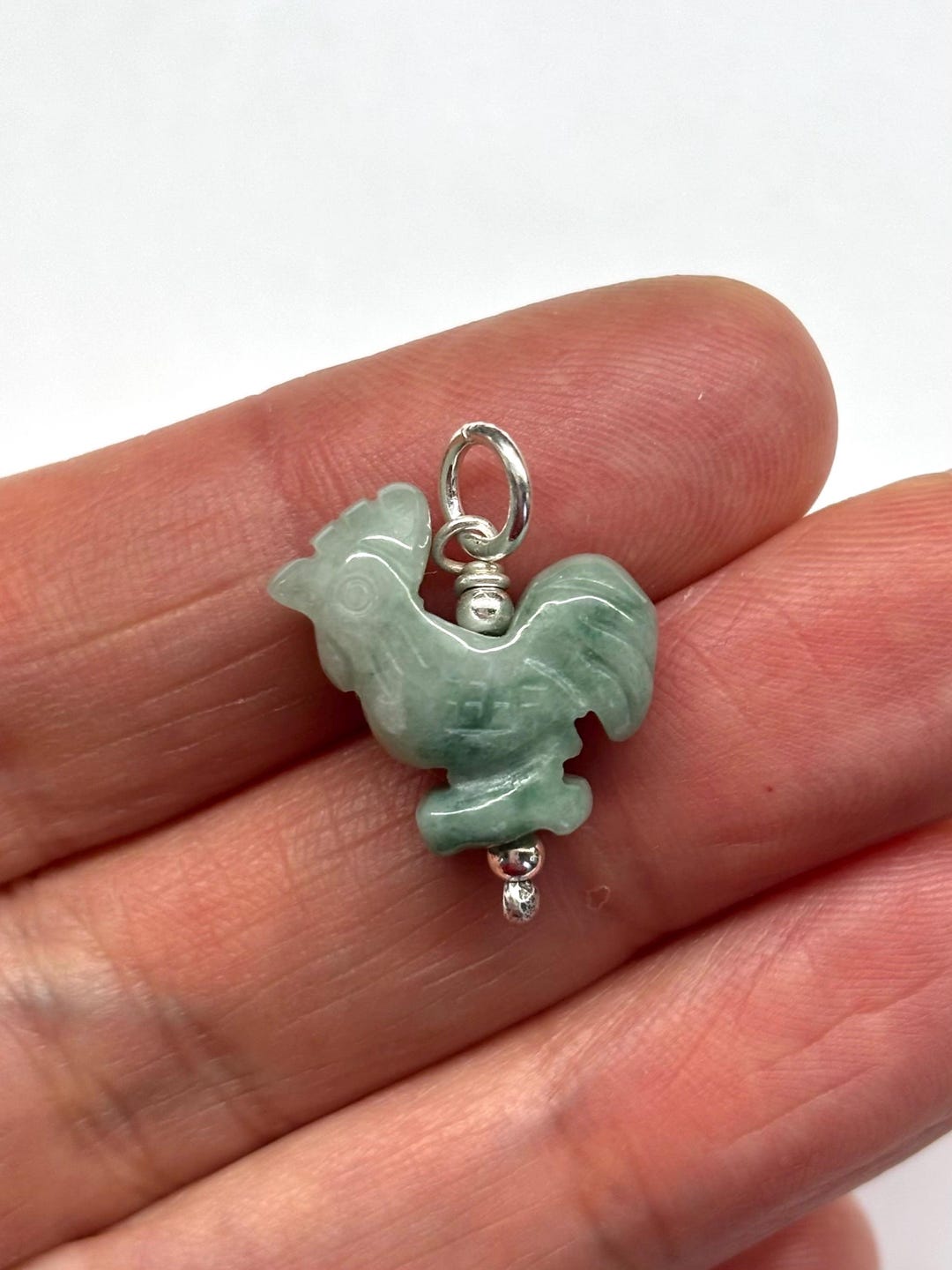 Carved Jade Rooster Charm, Chinese Zodiac Jade Rooster Pendant, Jade ...