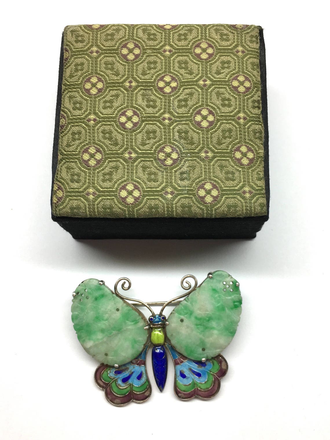 Antique Jade Brooch Antique Jade Butterfly Enamel Brooch | Etsy