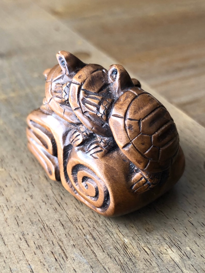 Netsukes Netsuke Turtle Carved Wood Turtles Carved Boxwood - Etsy