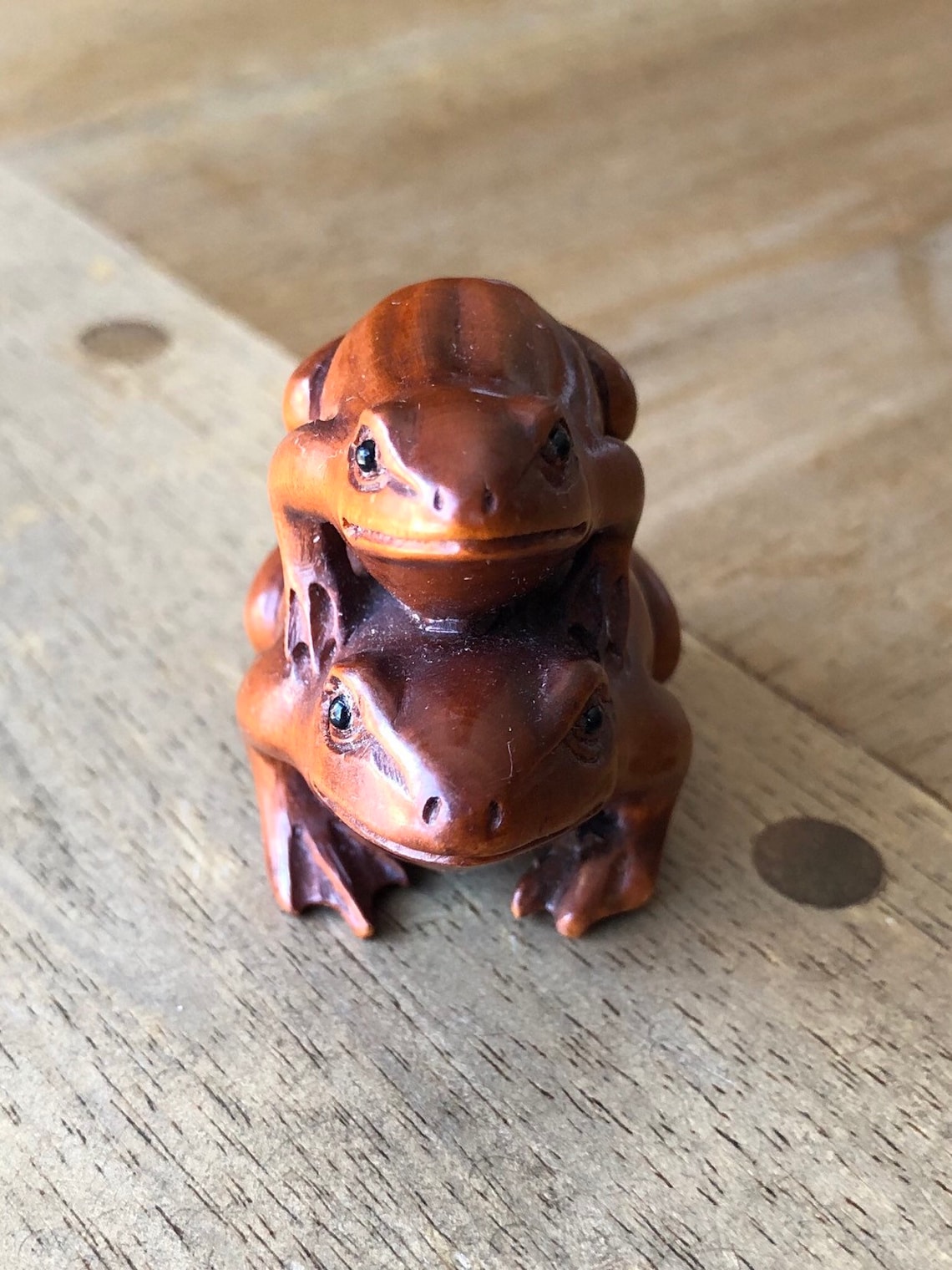 Netsukes Netsuke Frog Hand Carved Boxwood Mother and Child - Etsy