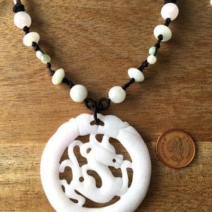 Jade Dragon Pendant, Carved Jade Pendant Necklace, Carved White Colour ...