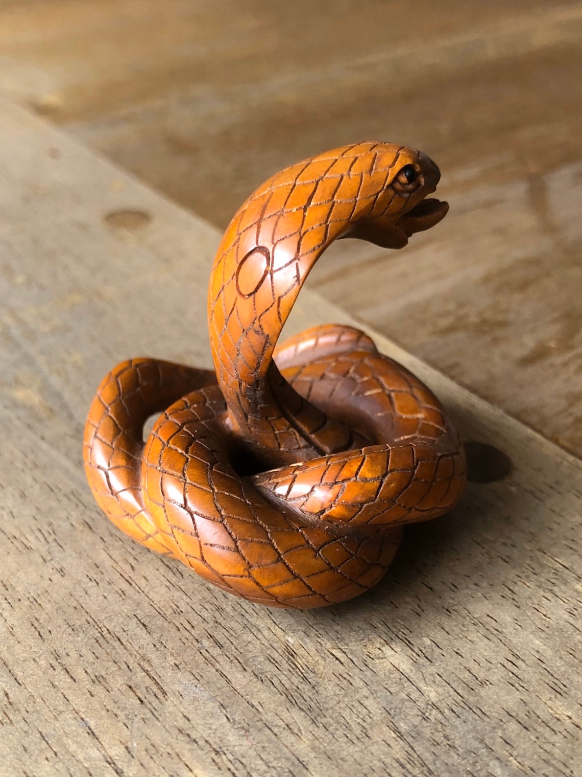 Netsukes Chinese Zodiac Snake Netsuke Carved Boxwood Cobra - Etsy
