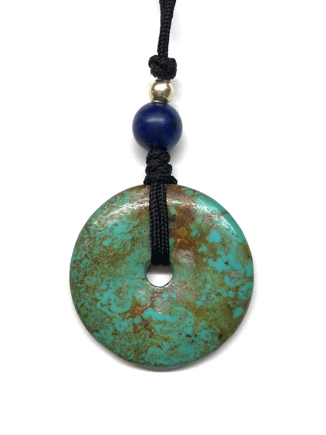 Genuine Turquoise Necklace, Natural Turquoise Disc, Turquoise Donut ...