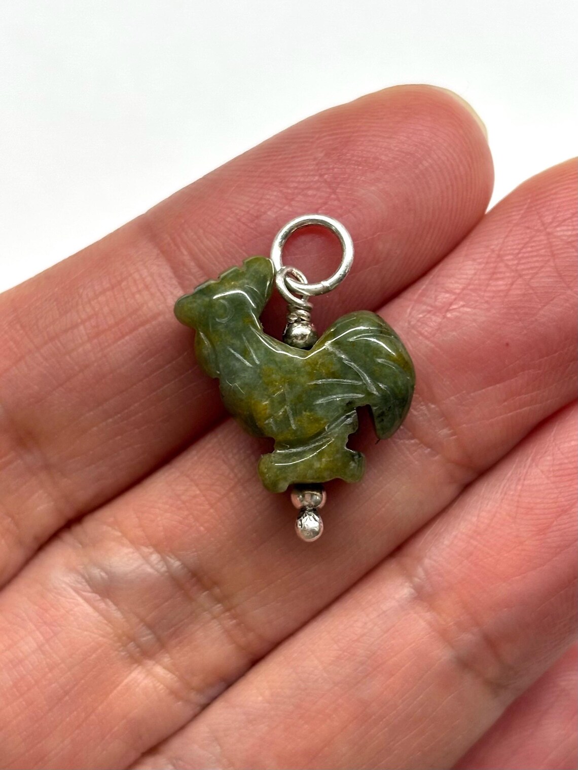 Carved Jade Rooster Charm, Chinese Zodiac Jade Rooster Pendant, Jade ...