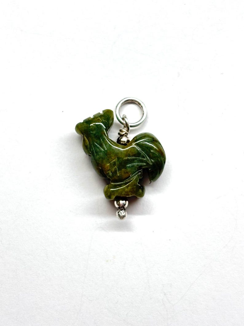 Carved Jade Rooster Charm, Chinese Zodiac Jade Rooster Pendant, Jade ...