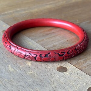 Cinnabar Bangle, Vintage Hand Carved Cinnabar Lacquer Bangle 70s ...