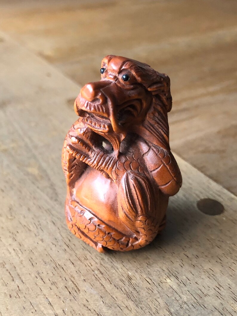 Netsukes Dragon Netsuke Chinese Zodiac Dragon Boxwood | Etsy