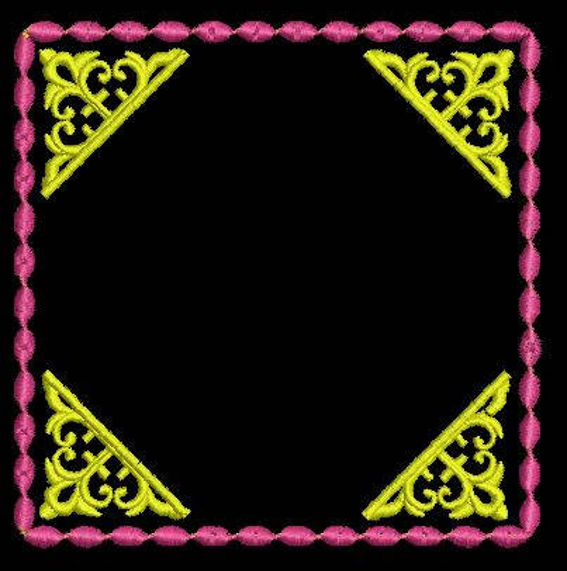 PES FORMAT ONLY 4 X 4 Elegant Square Monogram Borders Machine ...