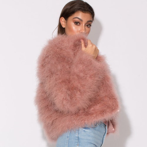 Funki-b Faux Fur Fluffy Camo Bright Neon Long Pile Fur Jacket | Etsy UK