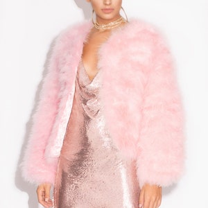 Baby Pink Fluffy Feather Jacket Marabou Winter Womens Clothing ...