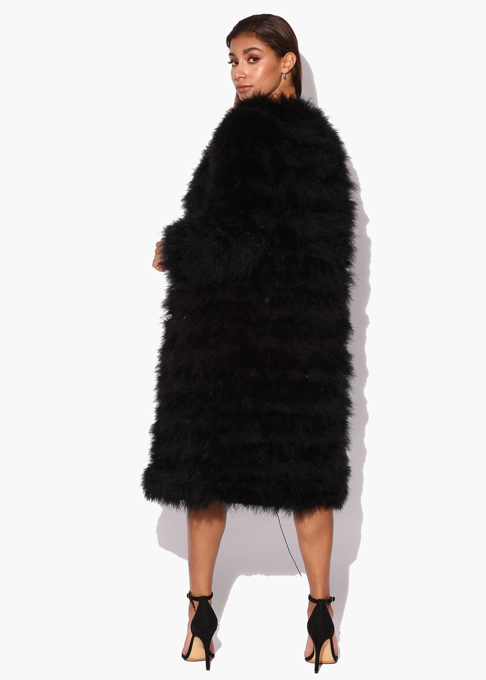 Long Black Fluffy Feather Jacket Marabou Winter Womens - Etsy