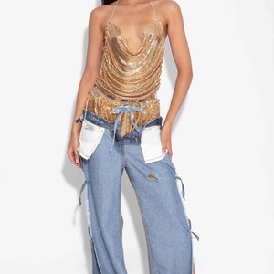 Gold Ruched Chainmail Top - Etsy