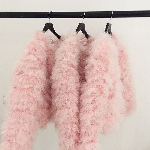 Baby Pink Fluffy Feather Jacket Marabou Winter Womens Clothing - Etsy