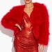 Flame Red Fluffy Feather Jacket Marabou Winter Womens Clothing ...