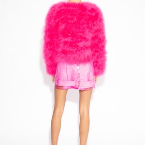 Hot Pink Barbie Fluffy Feather Jacket Marabou Winter Womens Clothing ...
