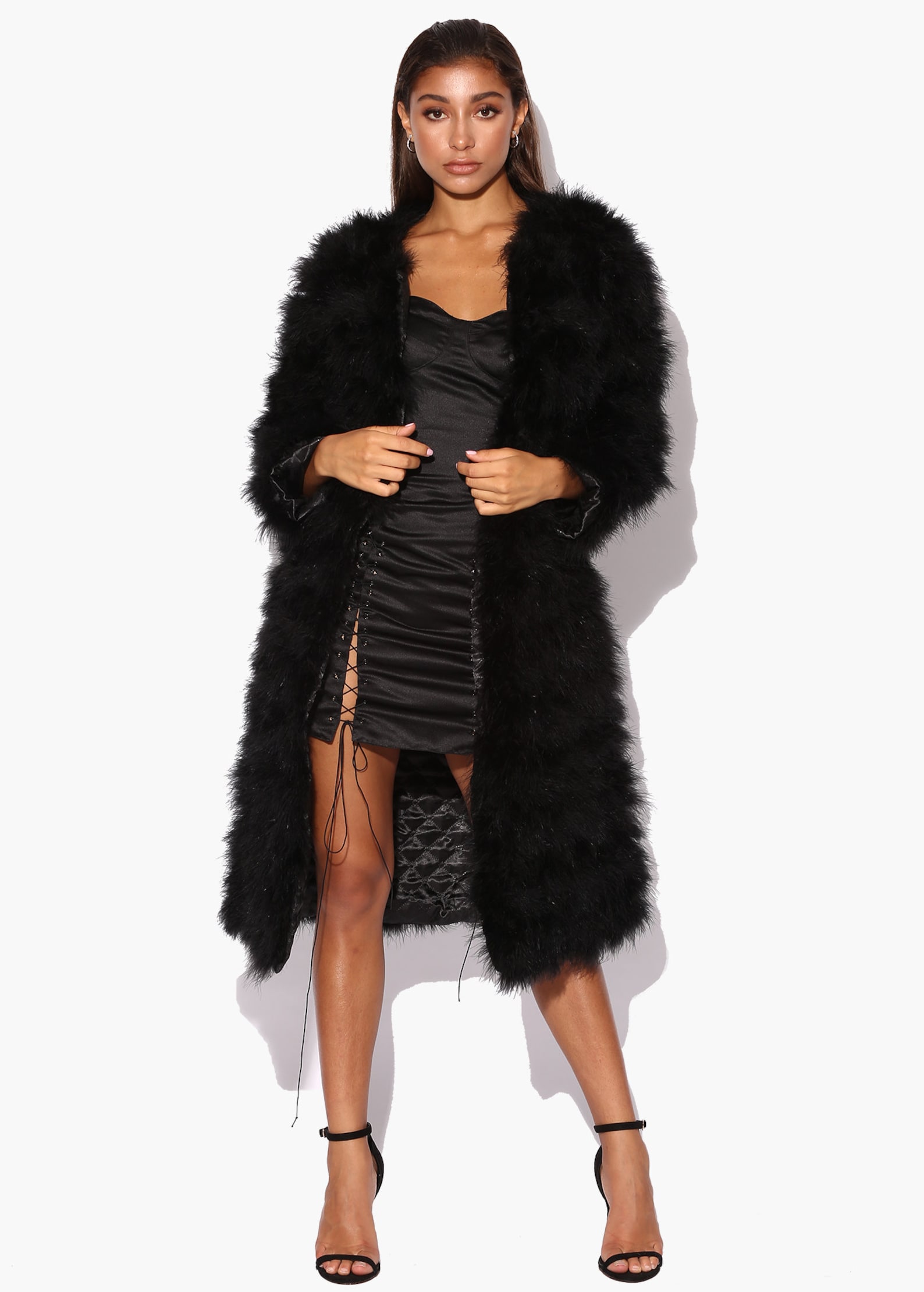 Long Black Fluffy Feather Jacket Marabou Winter Womens - Etsy