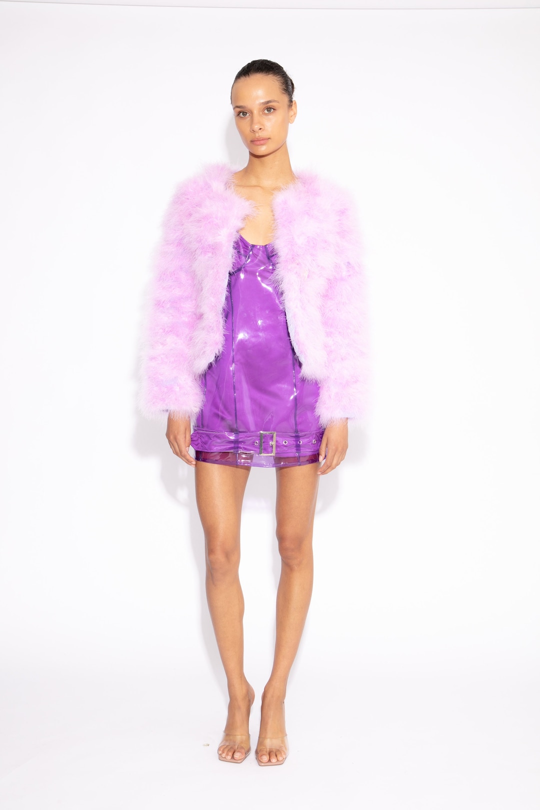 Lavender Purple Fluffy Feather Jacket Marabou Winter Womens Clothing ...