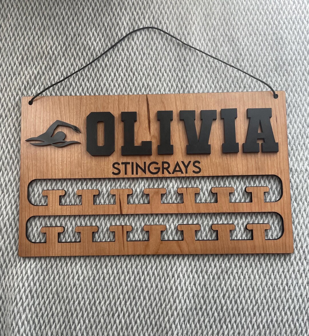 Personalized 3D Letters Ribbon Holder - Swimming Award Display - Trophy ...