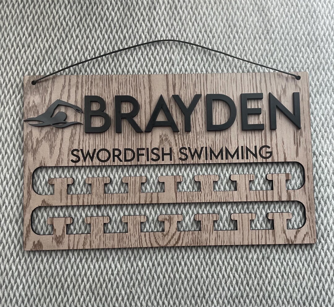 Swim Ribbon Holder - Personalized 3D Letters Ribbon Holder - Swimming ...